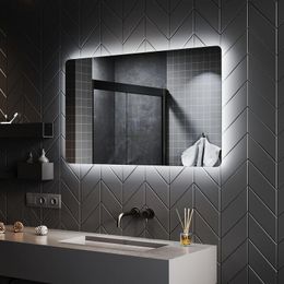 Led BadSpiegel Bad mit beleuchtung Badezimmer Wandspiegel automatischem Anti-Beschlag 100x60cm energiesparend IP44 - Sonni