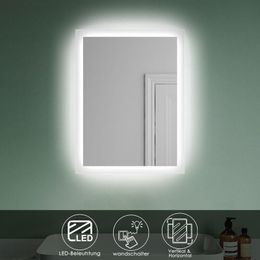 Badspiegel mit LED-Beleuchtung Lichtspiegel mit Touch-Schalter 50 x 60 cm kaltweiß Energiesparender IP44 Badezimmer Wandspiegel mit Touch-Schalter