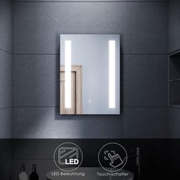 Badspiegel led Badezimmerspiegel Beleuchtung Wandspiegel kaltweiß licht Touch Energiesparende IP44 45x60cm - Sonni