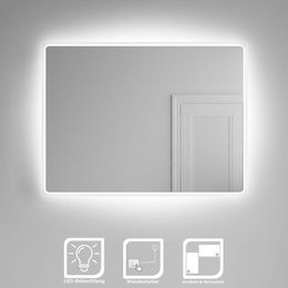 Badspiegel led Beleuchtung Badezimmerspiegel Vertikal/Horizontal mit led Wandspiegel Wandschalter Kaltweiß 60x80cm Energiesparender IP44 - Sonni