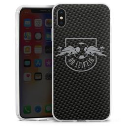 DeinDesign iPhone Xs Max Handy Silikon H&uuml;lle Case transparent Handyh&uuml;lle Rb Leipzig Carbon Metallic Look Silikon Case