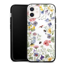 DeinDesign iPhone 12 Handy Silikon H&uuml;lle Case schwarz Handyh&uuml;lle Flowers Bee Muster