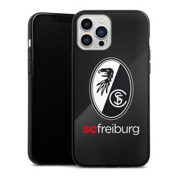 DeinDesign iPhone 13 Pro Max Handy Silikon H&uuml;lle Case schwarz Handyh&uuml;lle Sc Freiburg Lettering Logo