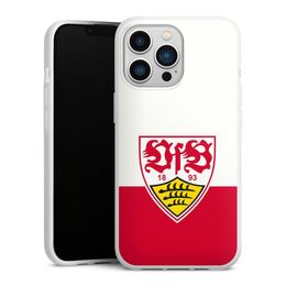 DeinDesign iPhone 13 Pro Handy Silikon H&uuml;lle Case wei&szlig; Handyh&uuml;lle Vfb Stuttgart Logo Official Licensed Product Silikon Case