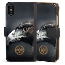 DeinDesign iPhone X Handy Klapph&uuml;lle Handyh&uuml;lle aus Kunst Leder schwarz Flip Case Eintracht Frankfurt Eagle Official Licensed Product Sideflip mit langer Lasche