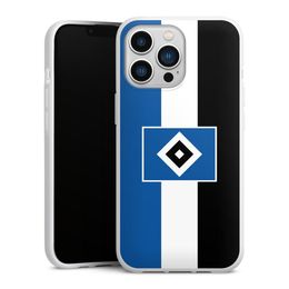 DeinDesign iPhone 13 Pro Handy Silikon H&uuml;lle Case wei&szlig; Handyh&uuml;lle Stripes Hamburger Sv Hsv Silikon Case