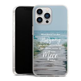 DeinDesign iPhone 13 Pro Handy Silikon H&uuml;lle Case transparent Handyh&uuml;lle Spruch Beach Statement Silikon Case