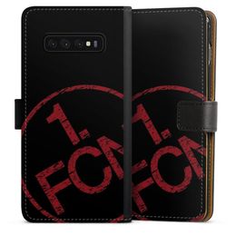 DeinDesign Galaxy S10 Plus Handy Klapph&uuml;lle Handyh&uuml;lle aus Kunst Leder schwarz Flip Case Texture Merchandise 1. Fcn Sideflip mit Lasche