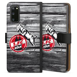 DeinDesign Galaxy S20 Handy Klapph&uuml;lle Handyh&uuml;lle aus Kunst Leder schwarz Flip Case 1. Fc K&ouml;ln Wooden Look Official Licensed Product Sideflip mit Lasche