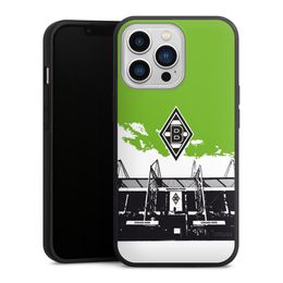 DeinDesign iPhone 13 Pro Handy Premium Silikon H&uuml;lle Handyh&uuml;lle schwarz Case Merchandise Borussia M&ouml;nchengladbach Stadium Silikon Premium Case