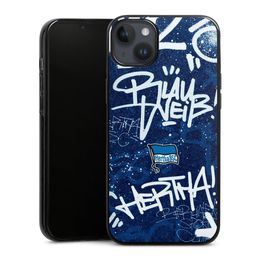 DeinDesign iPhone 14 Plus Handy Silikon H&uuml;lle Case schwarz Handyh&uuml;lle Official Licensed Product Hertha Bsc Graffiti