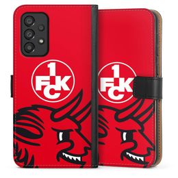 DeinDesign Galaxy A33 5G Handy Klapph&uuml;lle Handyh&uuml;lle aus Kunst Leder schwarz Flip Case 1. Fck Devil 1. Fc Kaiserslautern Sideflip mit langer Lasche