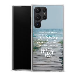 DeinDesign Galaxy S23 Ultra Handy Silikon H&uuml;lle Case transparent Handyh&uuml;lle Statement Beach Spruch Silikon Case