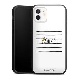 DeinDesign iPhone 12 mini Handy Premium Silikon H&uuml;lle Handyh&uuml;lle schwarz Case Snoopy Dog Peanuts Silikon Premium Case