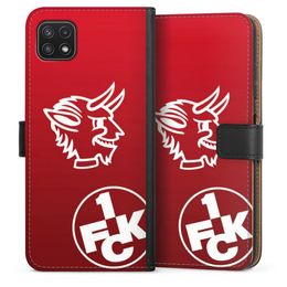 DeinDesign Galaxy A22 5G Handy Klapph&uuml;lle Handyh&uuml;lle aus Kunst Leder schwarz Flip Case Devil Official Licensed Product 1. Fc Kaiserslautern Sideflip mit langer 