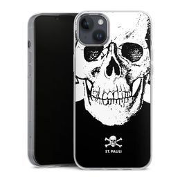 DeinDesign iPhone 14 Plus Handy Silikon H&uuml;lle Case transparent Handyh&uuml;lle Totenkopf Fc St. Pauli Official Licensed Product Silikon Case