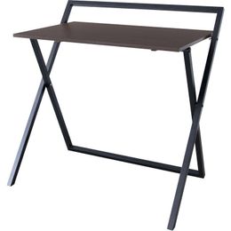 34″ Easton Moderner klappbarer Computertisch aus Holz für das Heimbüro, Arbeitszimmer, Schreibtisch mit Kreuzbeinen aus Metall in Braun/Schwarz
