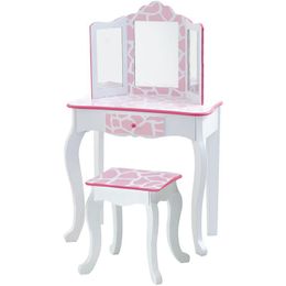 Teamson Kids - Fantasy Fields Kinder Schminktisch mit Spiegel und Hocker Frisiertisch Rosa/Weiß TD-11670D - Rosa / Weiß