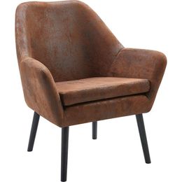 Divano Akzent-Stuhl Moderner Sessel in Braun mit Polsterung und Massivholzbeinen, Sitzgelegenheiten für Zuhause, Wohnzimmer, Schlafzimmer oder Lounge