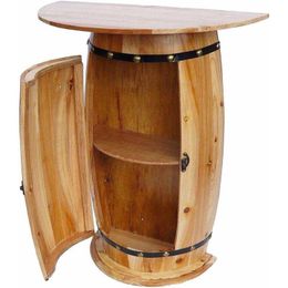 Wandtisch halbrund Tisch Weinregal Weinfass 373 Natur Schrank Fass aus Holz 73 cm Beistelltisch Konsole Wandkonsole Bar - DanDiBo