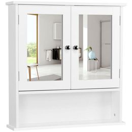 Spiegelschrank Badschrank Hängeschrank mit Spiegeltür und Ablagen Badezimmerspiegel, Weiß - Yaheetech