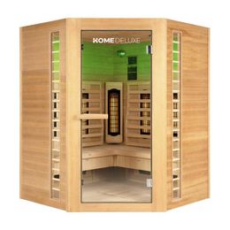 Home Deluxe Infrarotkabine – redsun xxl Deluxe -150 x 150 x 190 cm - für 4 Personen, 7 Vollspektrumstrahler – Holz: Hemlocktanne i Infrarotsauna, Sauna,