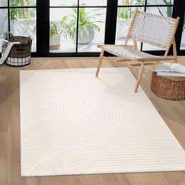 Teppich Wohnzimmer Schlafzimmer Kurzflor Skandi Muster Arche Bogen Einfarbig 3D 200x290 cm, Creme 5 - Paco Home