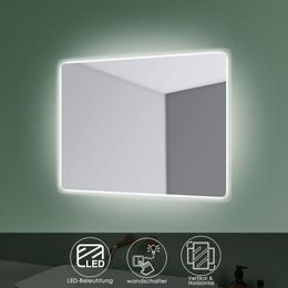 Badspiegel led Beleuchtung Badezimmerspiegel mit led Kaltweißer Beleuchtung 60x80 cm Kupfer/bleifreie Wandschalter, Schutzklasse IP44 - Sonni