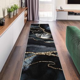 Teppich Schwarz mit Glitzer Gold