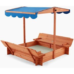 Home Deluxe Sandkasten buddelkiste - Mit verstellbarem Dach und Bodenplane - Maße: 110 x 110 x 110 cm - inkl. komplettem Montagematerial i Sandspielkasten