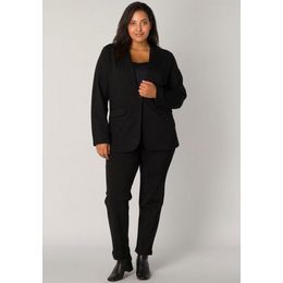 Base Level Curvy Jerseyblazer mit Taschenklappen, schwarz