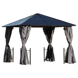 Outsunny Gartenpavillon mit PC Dach schwarz, dunkelgrau 300 x 300 x 263 cm (LxBxH)