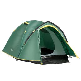 Outsunny Campingzelt für 3-4 Personen grün, gelb 325 x 183 x 130 cm (LxBxH)