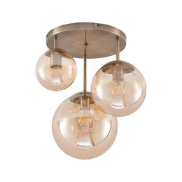 LINDBY Teeja Deckenlampe, 3 Glaskugeln, amber