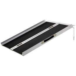 HOMCOM Rollstuhlrampe faltbar silber, schwarz 93 x 76 x 5 cm