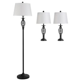 HOMCOM Stehlampe inkl. 2 Tischlampen schwarz, weiß