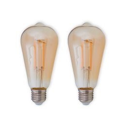 LINDBY E27 LED-Rustikalampe 6W 500lm amber 1.800K 2er-Set