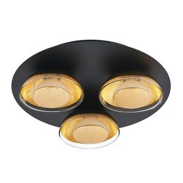 LINDBY Erin LED-Deckenlampe schwarz/gold 3fl rund