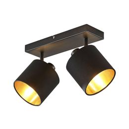 LINDBY Stoff-Deckenlampe Vasilia in Schwarz-Gold, 2-fl.