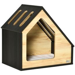 PawHut Hundehütte mit Kissen braun 60B x 40T x 59,2H cm