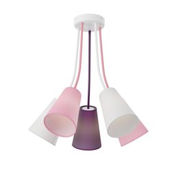 Euluna Deckenlampe Wire Kids 5-flammig, weiß/pink/violett