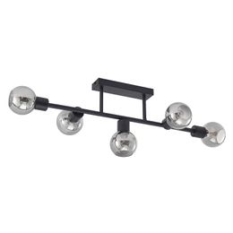 LINDBY Biscala Deckenlampe 5fl. schwarz/rauch