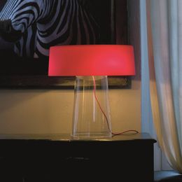 Prandina Glam Tischlampe 48 cm klar/Schirm rot