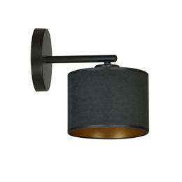 Euluna Wandlampe Jari Stoffschirm, schwarz-gold