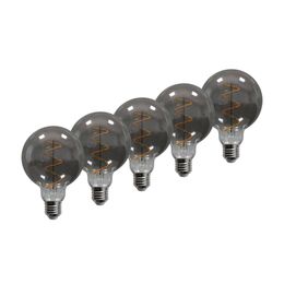 LUCANDE E27 3,8W LED-Globelampe, G95, 1800K, smoke 5er-Set