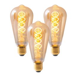 NAEVE LEUCHTEN Näve LED-Filamentlampe E27 4W ST64 gold 180lm 1800K 3er