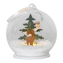 STAR TRADING LED-Glaskugel Forest Friends Fuchs und Eule