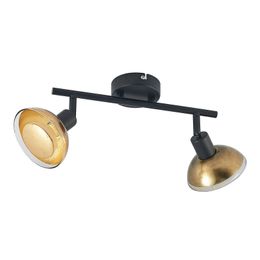 LINDBY Erin LED-Deckenstrahler schwarz/gold 2-flg.