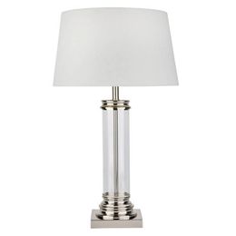 Searchlight Tischleuchte Pedestal, silber mit Schirm in Creme