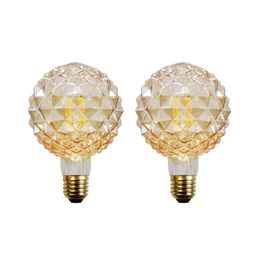 LUCANDE E27 3,8W LED-Lampe G95 927 Struktur amber 2er-Set